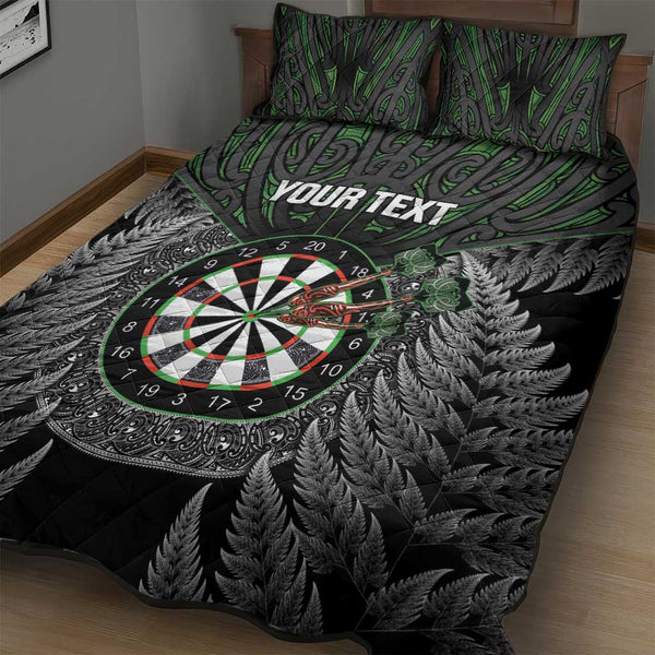 Personalised New Zealand Darts Quilt Bed Set Dartboard Maori Fern ...