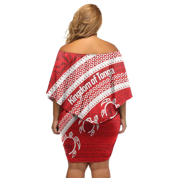 Kingdom Of Tonga Emancipation Day Off Shoulder Short Dress Tongan Ngatu ...
