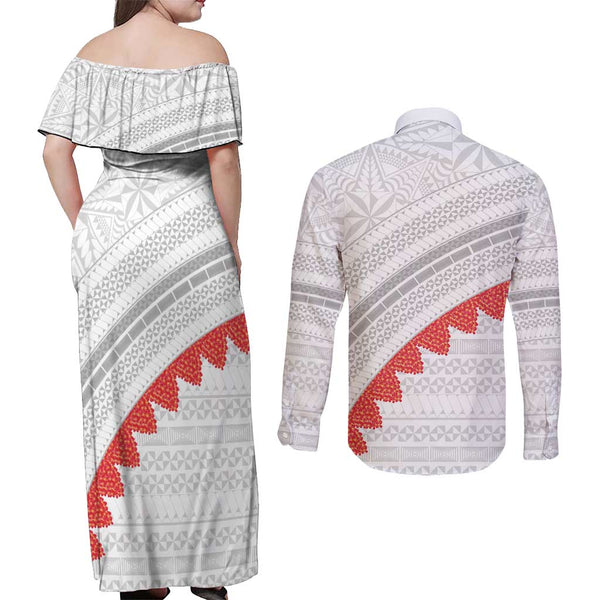 Tonga White Sunday Couples Matching Off Shoulder Maxi Dress and Long ...