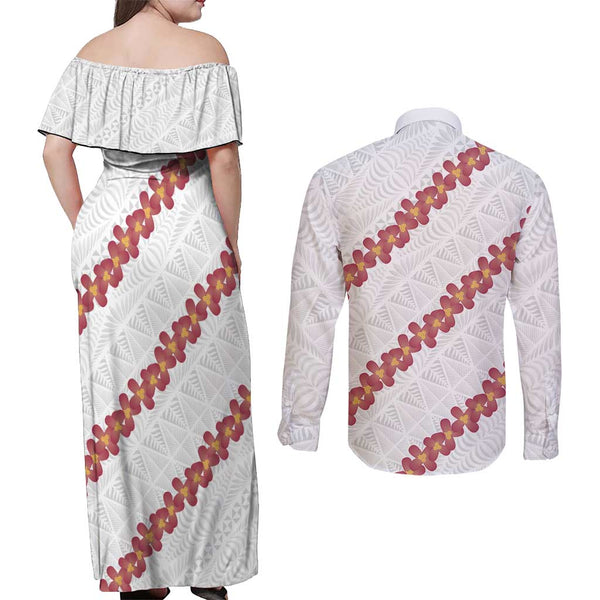 White Sunday Tonga Fakame Couples Matching Off Shoulder Maxi Dress and ...