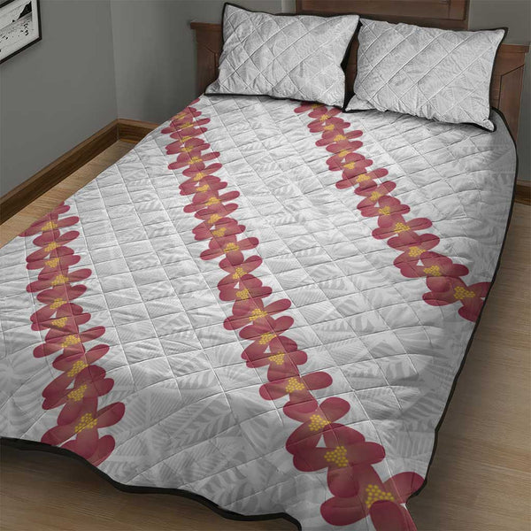 White Sunday Tonga Fakame Quilt Bed Set Tongan Ngatu Heilala Lei LT14