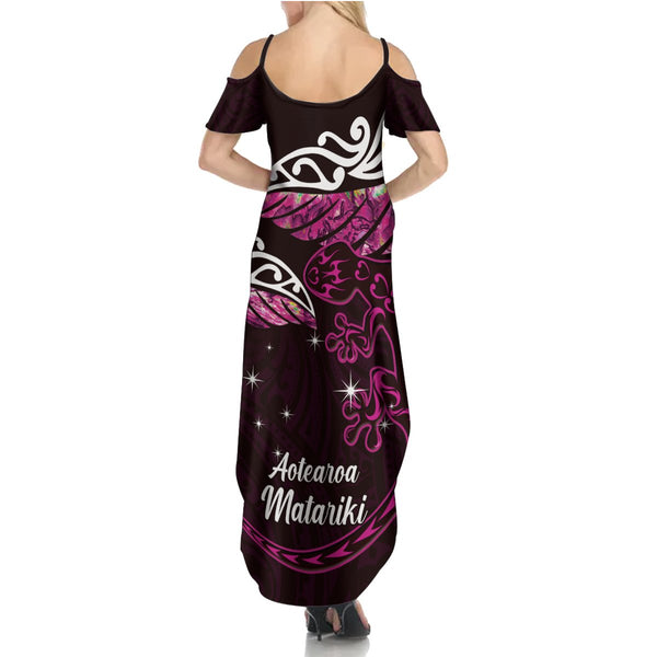 New Zealand Matariki Summer Maxi Dress Maori New Year Silver Fern And ...