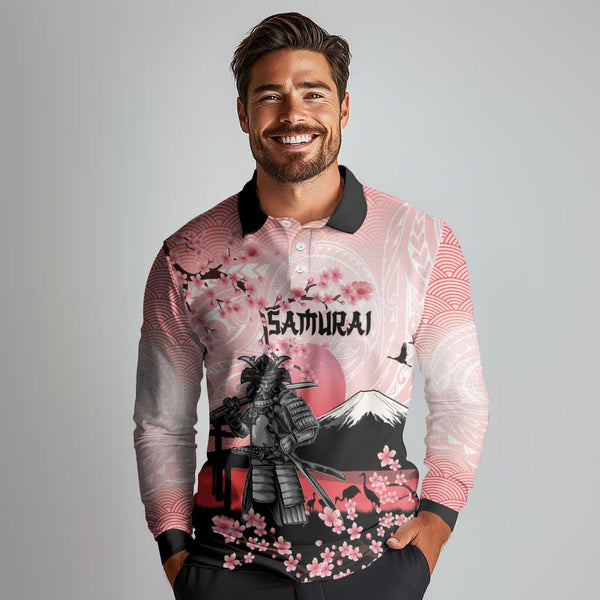 Personalised Japan Samurai Warrior Long Sleeve Polo Shirt Japanese ...