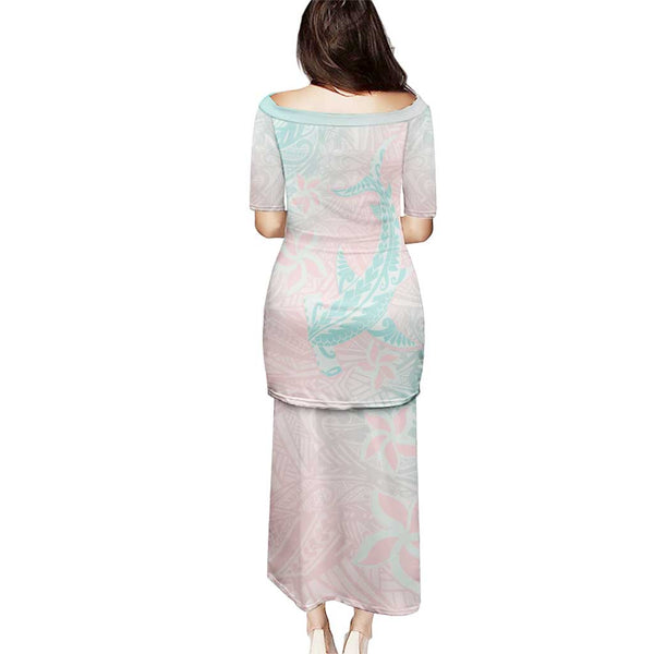 Baby Pink Gradient Polynesia Puletasi Hawaiian Tribal Hammerhead Shark ...