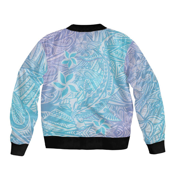Baby Blue Gradient Polynesia Bomber Jacket Hawaiian Tribal Hammerhead ...