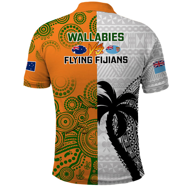Fiji And Australia Rugby Polo Shirt 2023 World Cup Aboriginal Mix Tapa ...