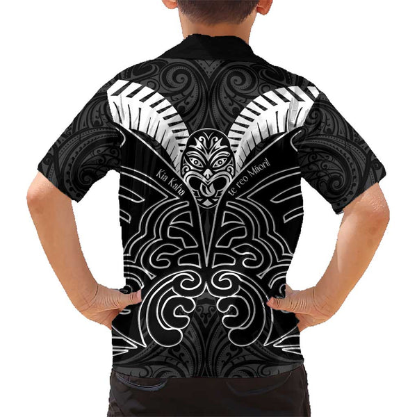 Kia Kaha Te Reo Maori Kid Hawaiian Shirt Aotearoa Hei Tiki With Hongi LT14