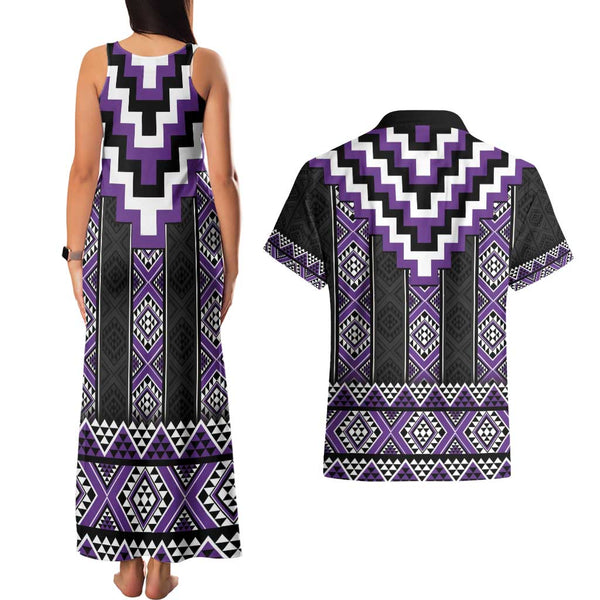 Purple Taniko Pattern Aotearoa Couples Matching Tank Maxi Dress and ...
