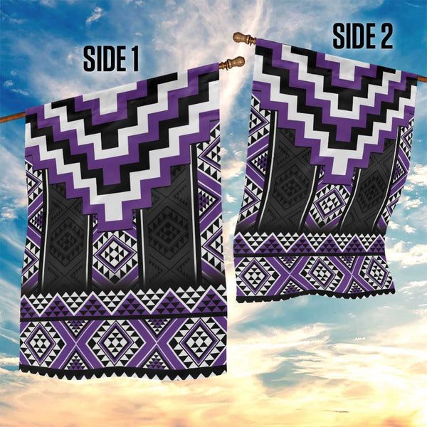 Purple Taniko Pattern Aotearoa Garden Flag Niho Taniwha Mix Poutama LT14