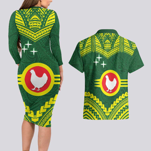 Manu'a Flag Day Couples Matching Long Sleeve Bodycon Dress and Hawaiian ...