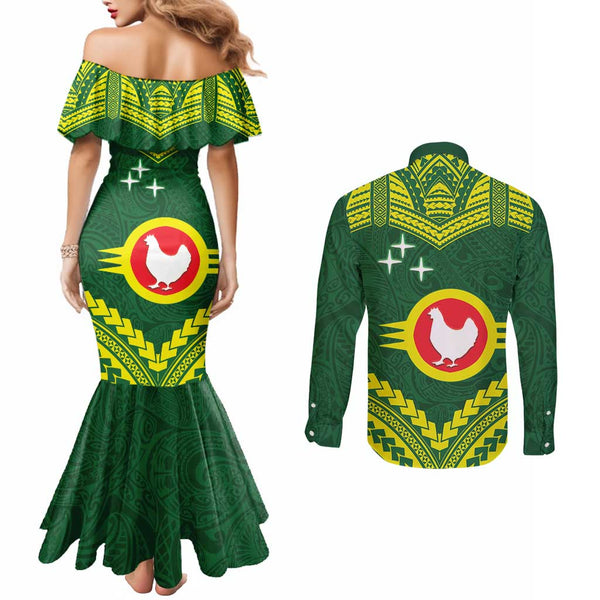 Manu'a Flag Day Couples Matching Mermaid Dress and Long Sleeve Button ...