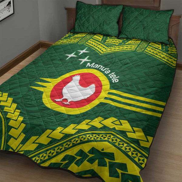 Manu'a Flag Day Quilt Bed Set Polynesian Pattern National Color Proud LT14