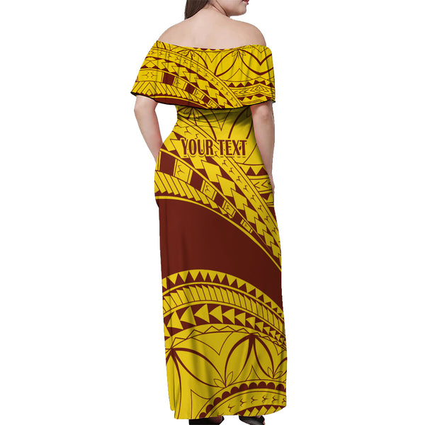 Personalised Samoa College Off Shoulder Maxi Dress Samoan Pattern LT14