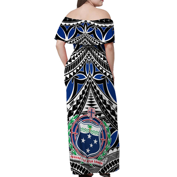 Samoa 685 Off Shoulder Maxi Dress Samoan Coat Of Arms Simple Style LT14