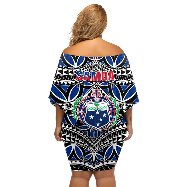 Samoa 685 Off Shoulder Short Dress Samoan Coat Of Arms Simple Style LT14