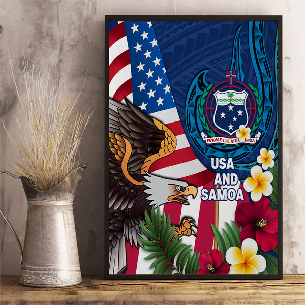 United States And Samoa Canvas Wall Art USA Flag Eagle Mix Samoan Coat ...
