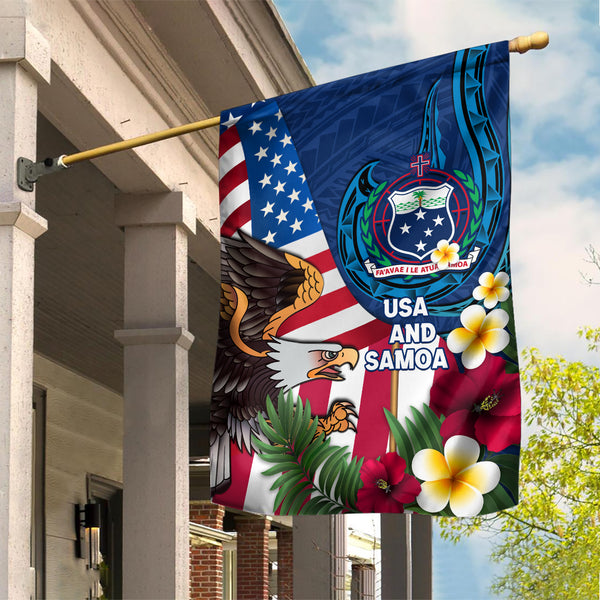 United States And Samoa Garden Flag USA Flag Eagle Mix Samoan Coat Of ...