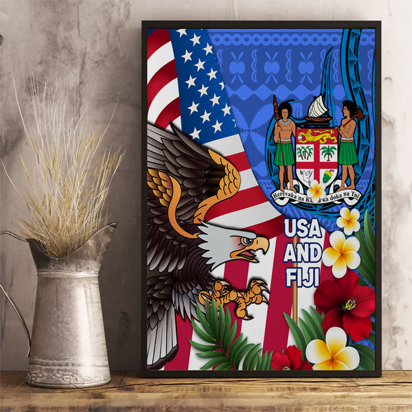 United States And Fiji Canvas Wall Art USA Flag Eagle Mix Fijian Coat ...