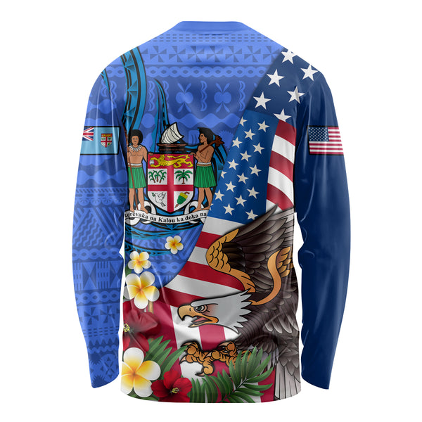 United States And Fiji Long Sleeve Shirt USA Flag Eagle Mix Fijian Coat ...