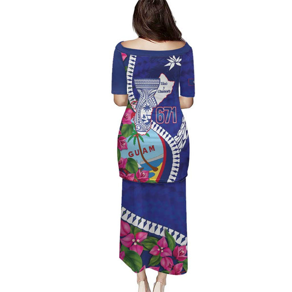 Biba Guam Liberation Day Puletasi Tano y Chamoru Latte Stone Blue LT14