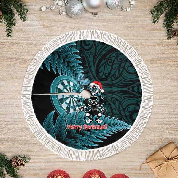 New Zealand Darts Christmas Tree Skirt Maori Fern Merry Dartsmas LT14