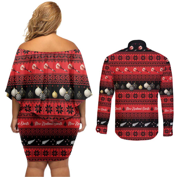 New Zealand Darts Christmas Couples Matching Off Shoulder Short Dress ...