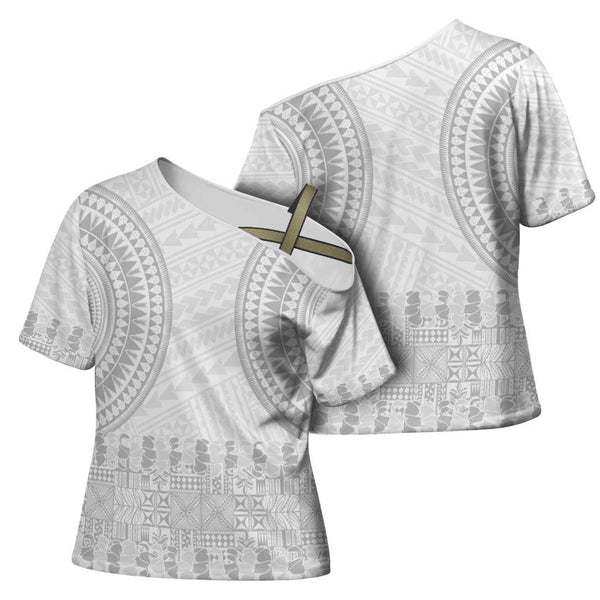 Niue White Sunday Cross Shoulder Shirt Tapu Fanau Ia Puakenikeni Hiapo ...