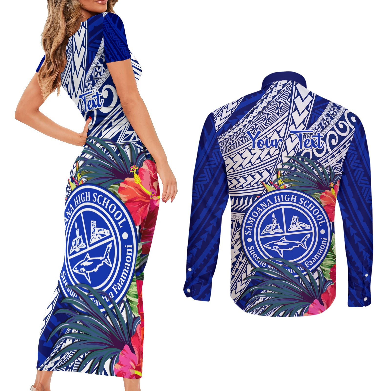 Personalised Samoana High School Couples Matching Short Sleeve Bodycon ...