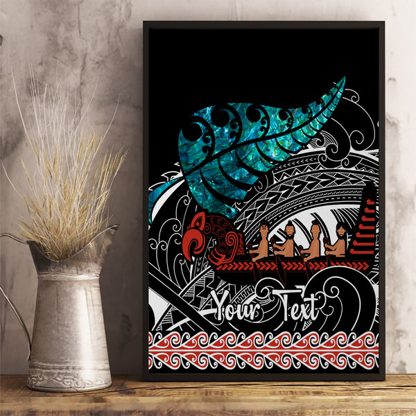 Personalised New Zealand Waka Canvas Wall Art Aotearoa Maori Silver ...