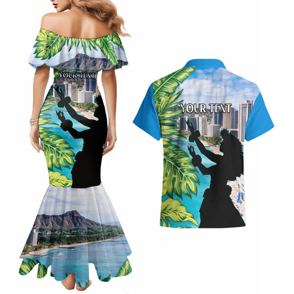Personalised Honolulu Aloha Hawaii Couples Matching Mermaid Dress and ...