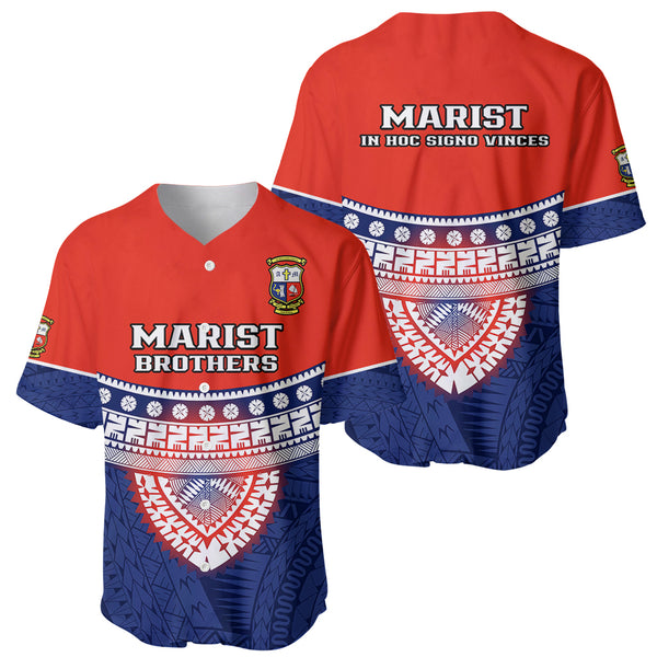 Fiji School Baseball Jersey Marist Brothers Fijian Tapa Pattern LT14