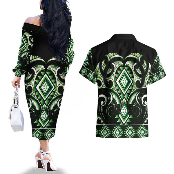 Green Ngaru Taniko With Aotearoa Maori Tattoo Couples Matching Off The ...