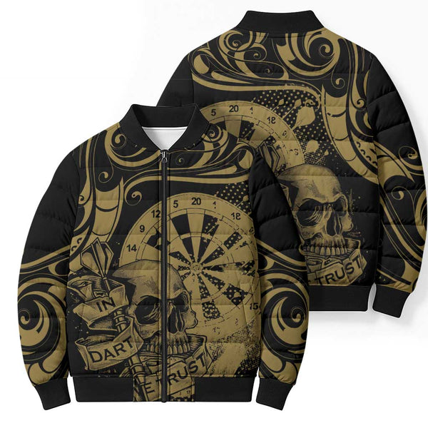 New Zealand Darts Bomber Puffer Jacket Skull In Dart We Trust Maori ...