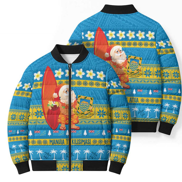 Tuvalu Christmas Bomber Puffer Jacket Cute Santa Manuia te Kilisimasi LT14