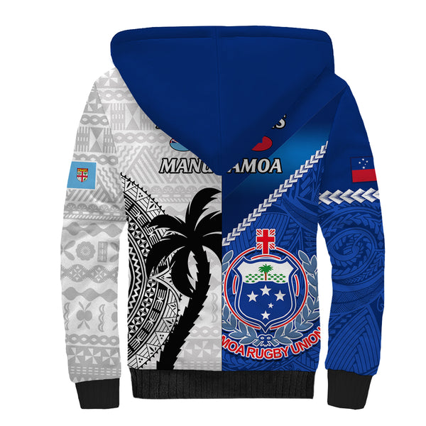 Fiji And Samoa Rugby Sherpa Hoodie 2023 World Cup Samoan Mix Tapa ...