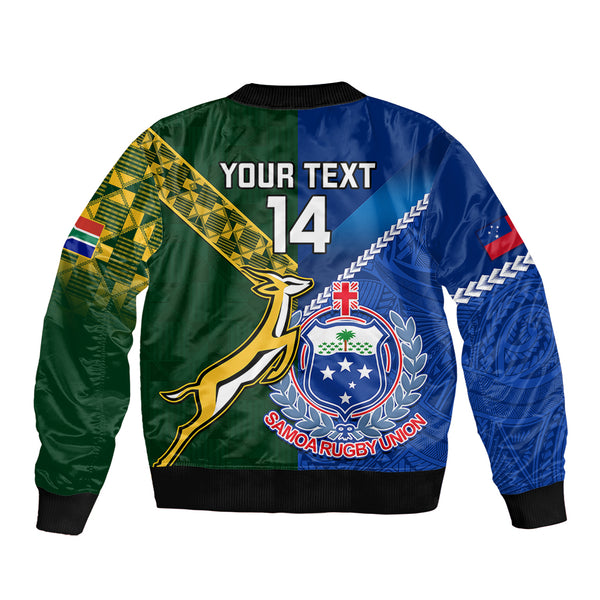 Custom Samoa And South Africa Rugby Sleeve Zip Bomber Jacket 2023 World ...