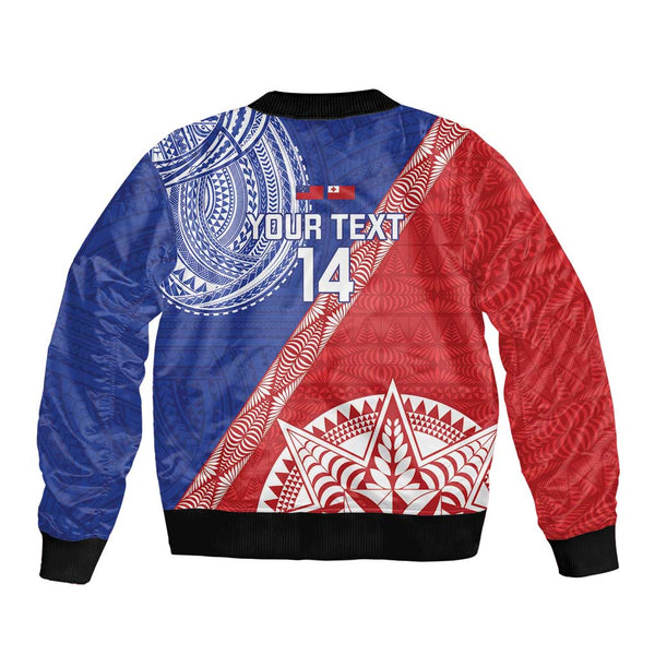 Tonga and Samoa Rugby Custom Sleeve Zip Bomber Jacket Ikale Tahi Manu ...