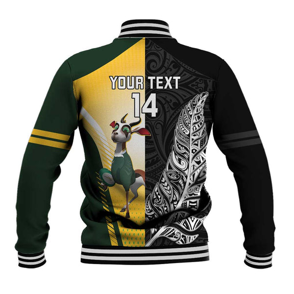 New Zealand and South Africa Rugby Custom Baseball Jacket Maori Silver ...