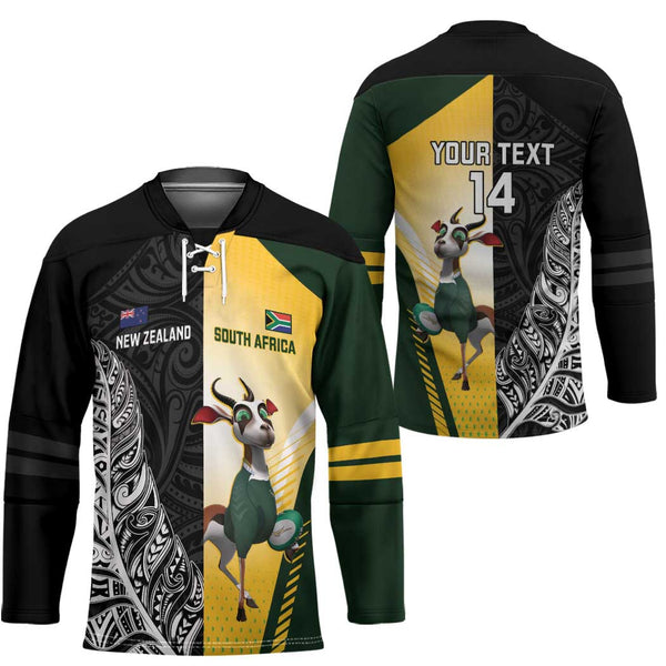 New Zealand and South Africa Rugby Custom Hockey Jersey Maori Silver ...