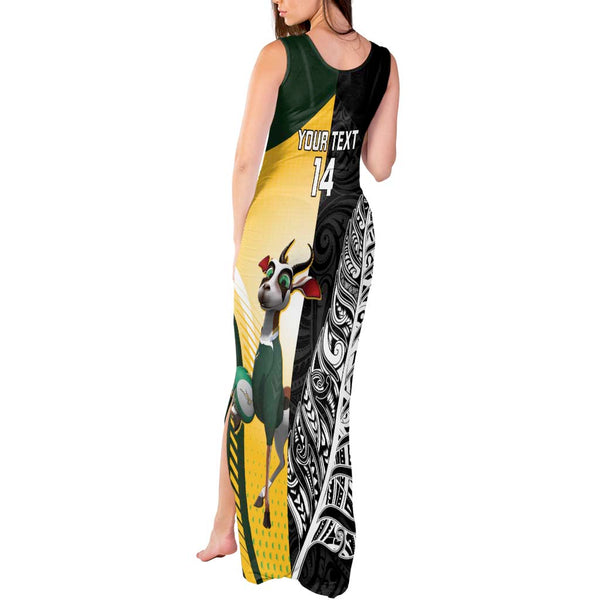 New Zealand and South Africa Rugby Custom Tank Maxi Dress Maori Silver ...