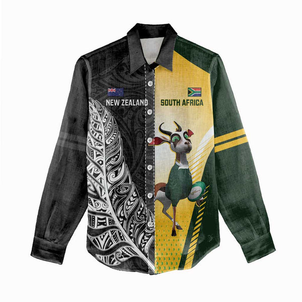 New Zealand and South Africa Rugby Custom Women Casual Shirt Maori ...