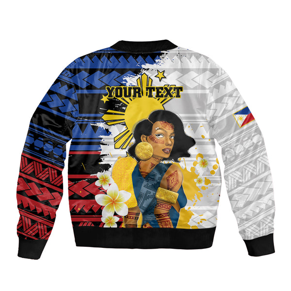 Personalised Philippines Women's Day Bomber Jacket Filipino Golden Sun ...