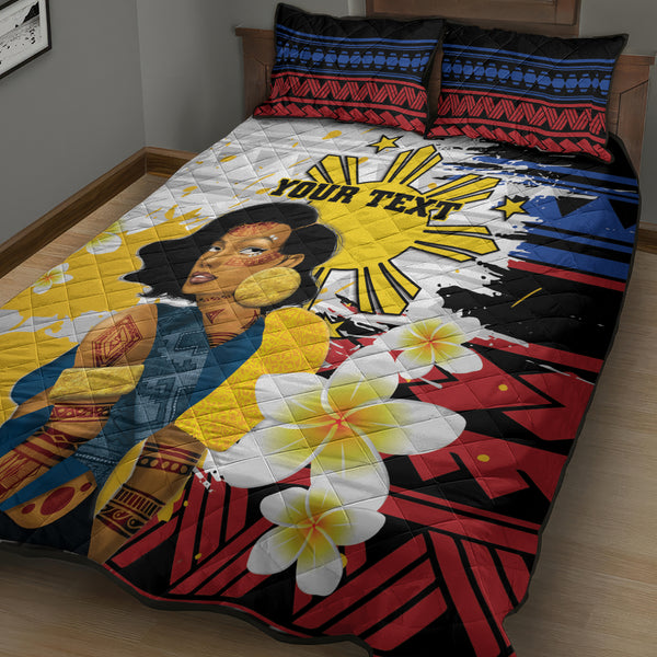 Personalised Philippines Women's Day Quilt Bed Set Filipino Golden Sun ...