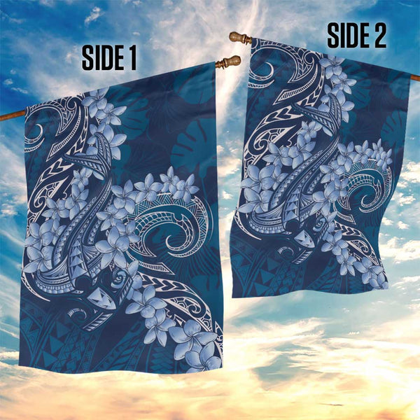 Navy Blue Polynesia Hammerhead Shark Tattoo With Plumeria Lei Garden ...