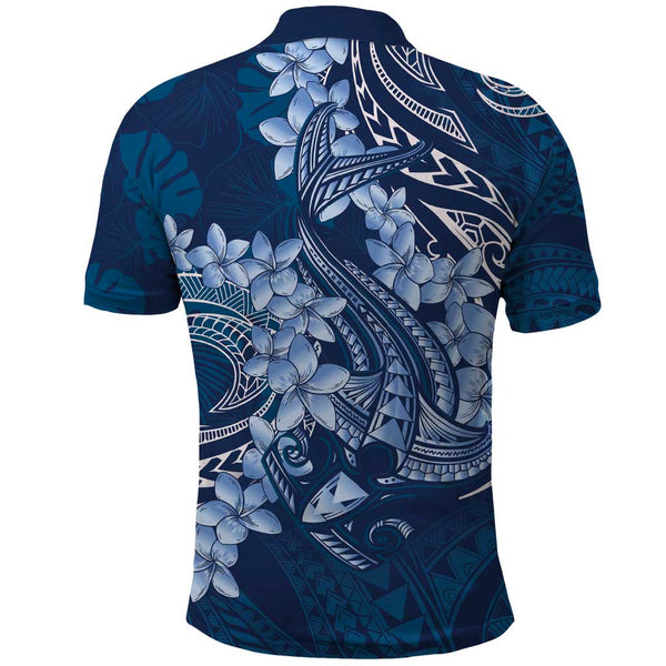 Navy Blue Polynesia Hammerhead Shark Tattoo With Plumeria Lei Polo ...