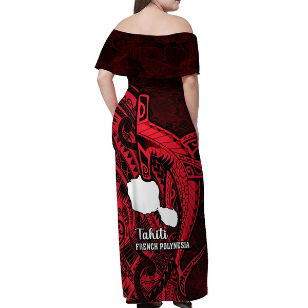 French Polynesia Tahiti Off Shoulder Maxi Dress Polynesian Shark Tattoo ...