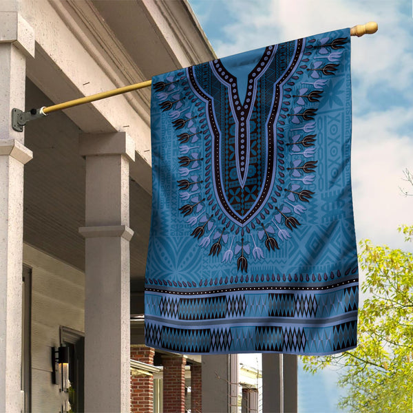 Blue African Dashiki With Fijian Tapa Pattern Garden Flag LT14