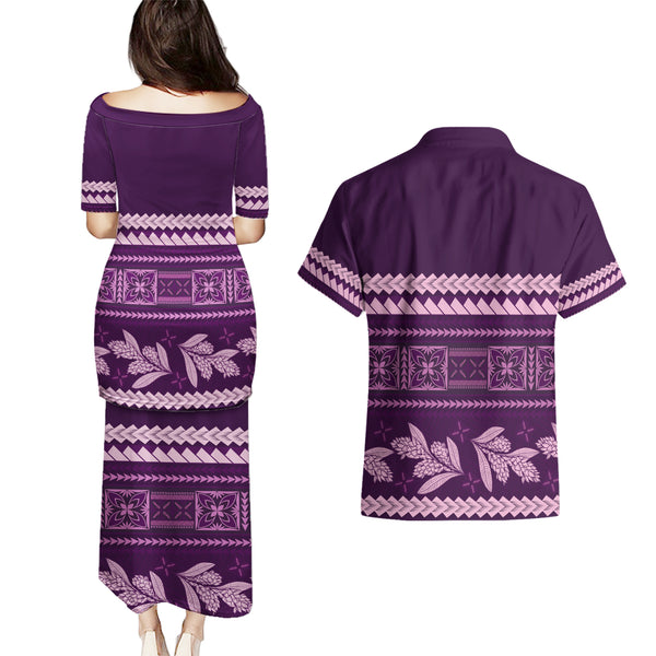 Purple Samoa Siapo Teuila Flowers Couples Matching Puletasi and ...