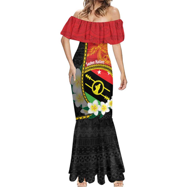 Personalised PNG Sauten Hailans Mermaid Dress Papua New Guinea Plumeria ...