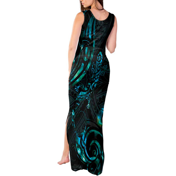 New Zealand Skink Tank Maxi Dress Aotearoa Maori Mix Paua Shell LT14